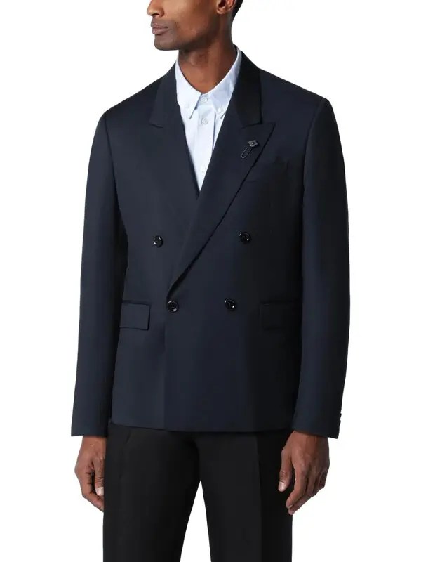LARDINI Double-breasted Wool Jacket - Blue