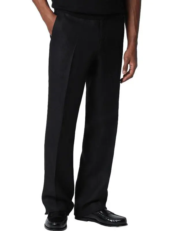 LARDINI Linen Trousers - Black