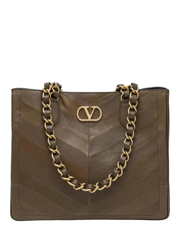 Valentino Garavani Laseine Chevron Nappa Shopping Bag - Green