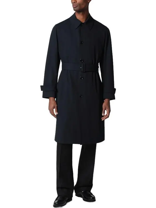 LARDINI Single-breasted Virgin Wool Trench Coat - Blue