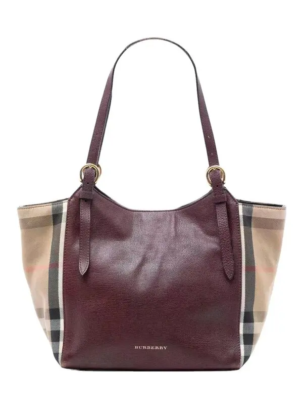 Burberry Leather And House Check Canvas Canterbury Tote Bag - Red