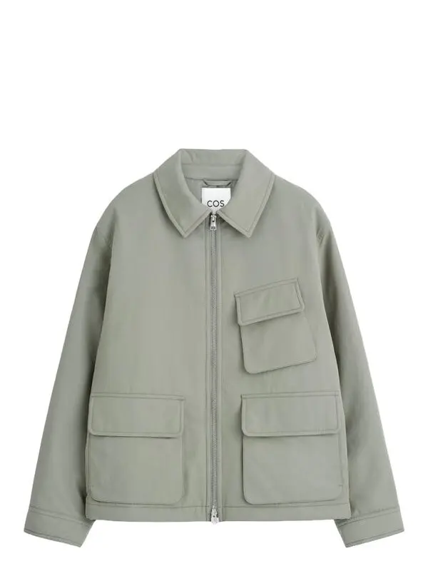 Cos Padded Nylon Utility Jacket - Gray