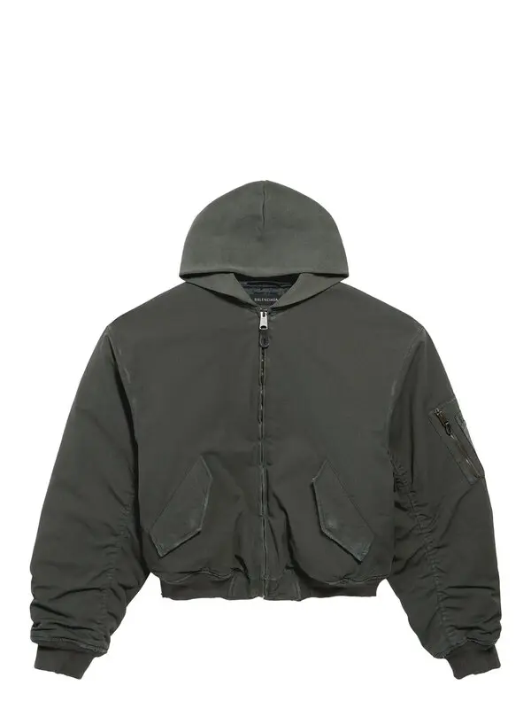 Balenciaga Cotton-blend Hooded Bomber Jacket - Black