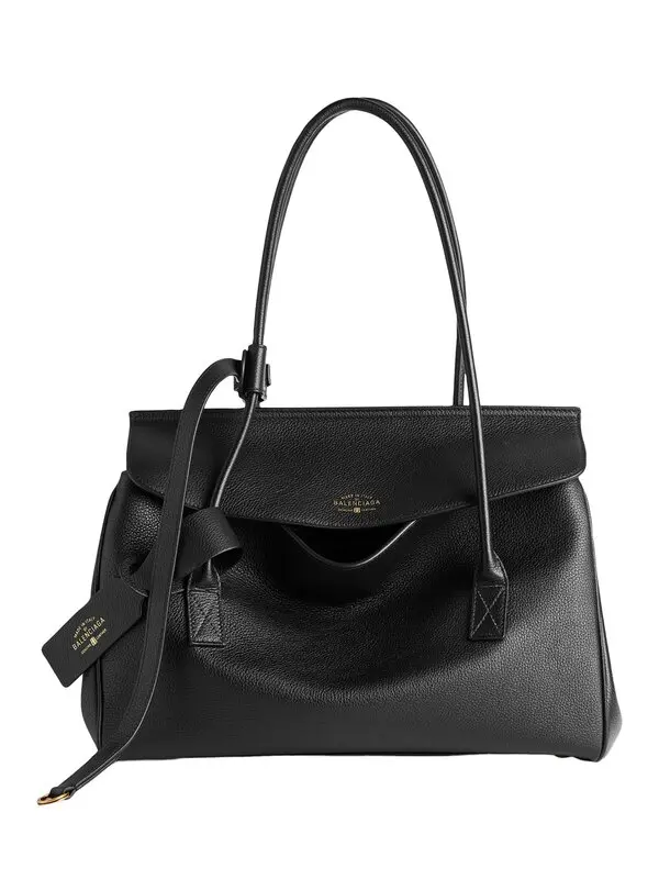 Balenciaga Small Leather Carrie Carry All Shoulder Bag - Black