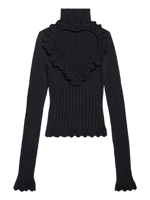 Balenciaga Heart Cut-out Rollneck Sweater - Black