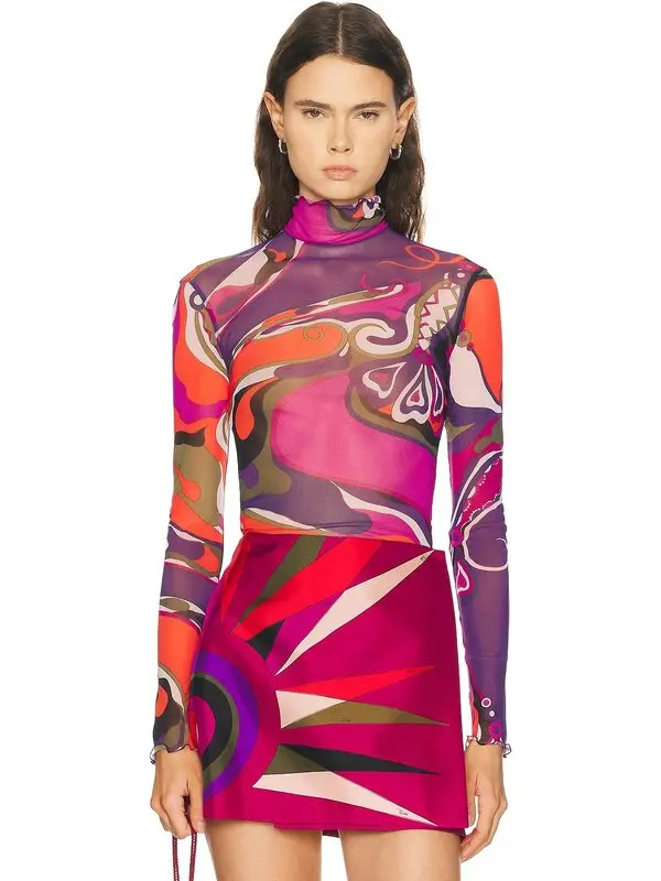 Emilio Pucci Long Sleeve Metallic Top - Multicolor