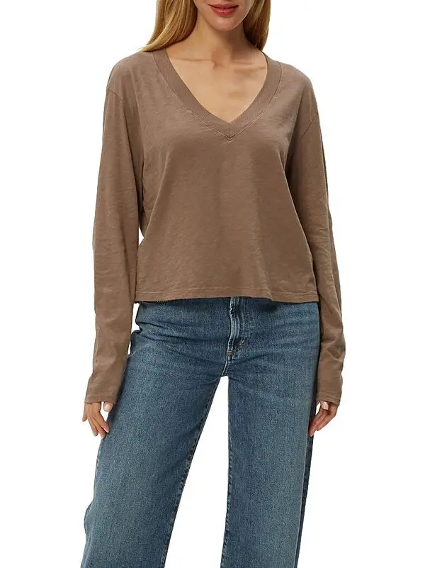 Michael Stars Brea Cropped V-neck Tee - Cobblestone