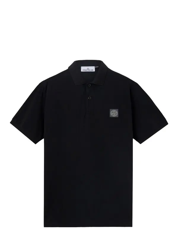 Stone Island Stretch Organic Cotton Polo Shirt - Black