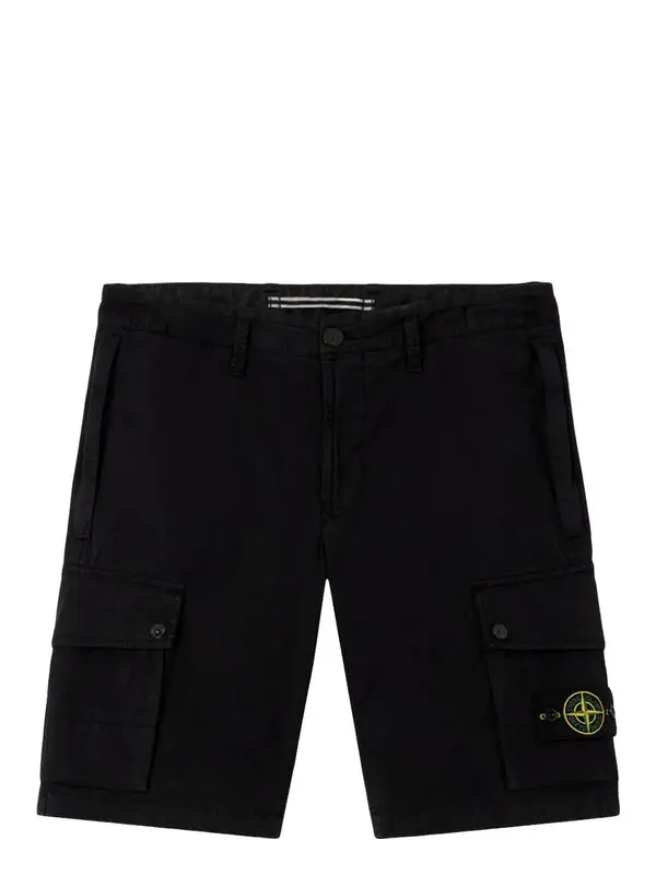 Stone Island Organic Cotton Cargo Shorts - Black
