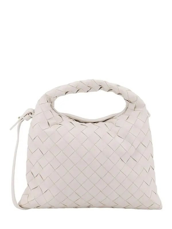 Bottega Veneta Mini Hop Leather Crossbody Bag With Intrecciato Pattern - White