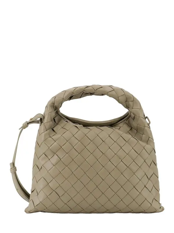 Bottega Veneta Mini Hop Leather Crossbody Bag With Intrecciato Pattern - Green