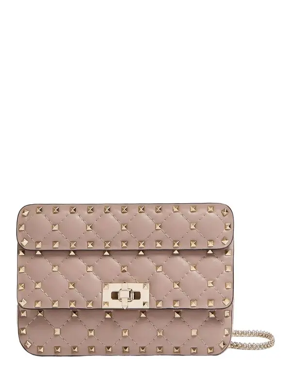 Valentino Garavani Rockstud Spike Leather Crossbody Bag - Beige