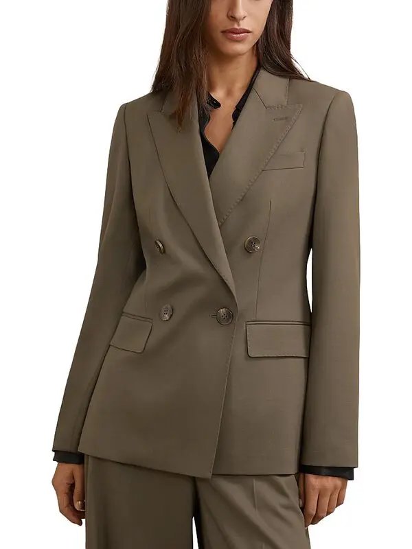 REISS Petite Solene Double Breasted Blazer - Green