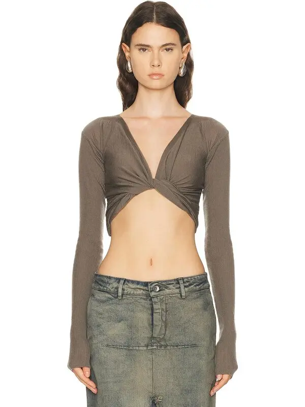 Rick Owens Cropped Wrap Top - Dust