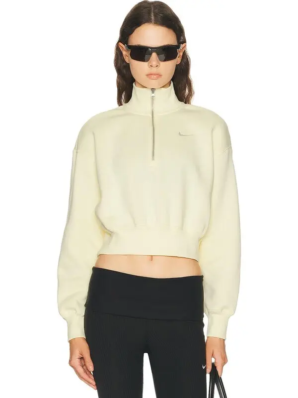 Nike 1/4 Zip Cropped Sweatshirt - Alabaster & Sail