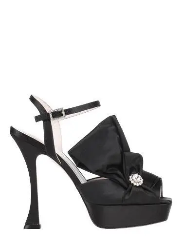 ROGER VIVIER Embellished Satin Sandals - Black