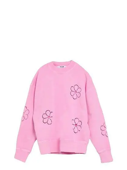 MSGM Cotton Terry Cutout Sweatshirt - Pink