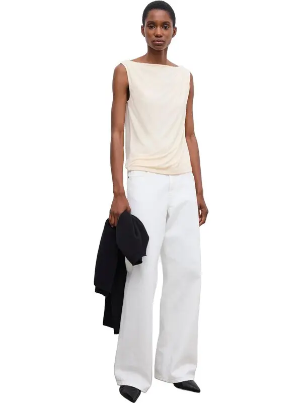 HOUSE OF DAGMAR Sleeveless Square Neck Top - Cream White