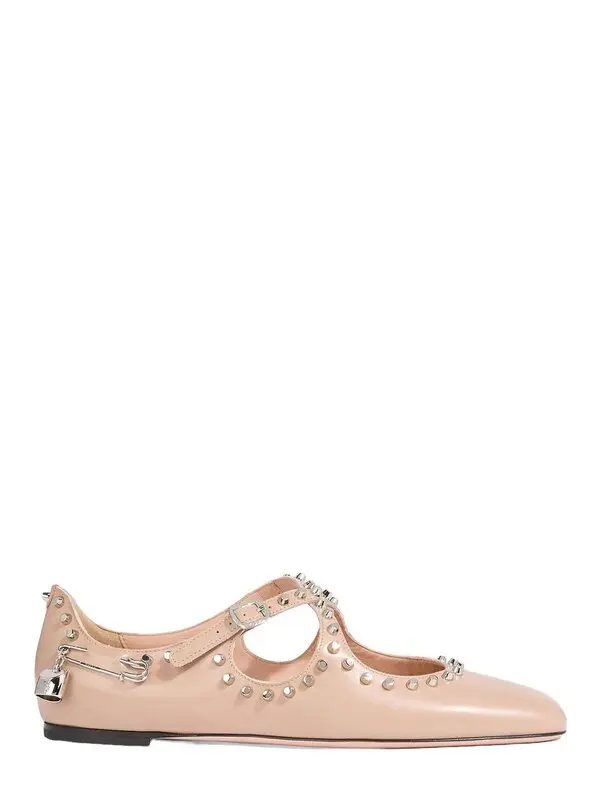 Bally Beliska Studded Leather Mary Jane Flats - Neutral