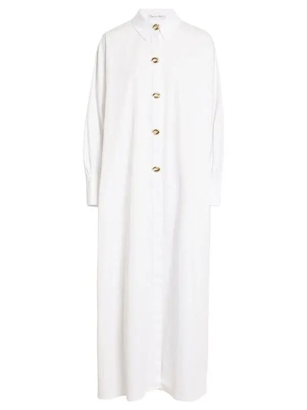 Oscar De La Renta Cotton-blend Poplin Maxi Shirt Dress - White