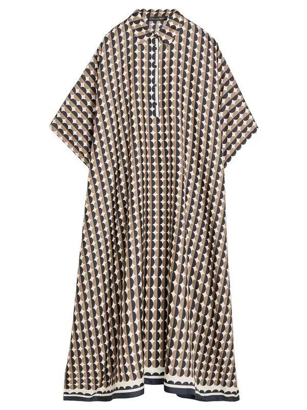 Oscar De La Renta Printed Silk-twill Maxi Shirt Dress - Ecru