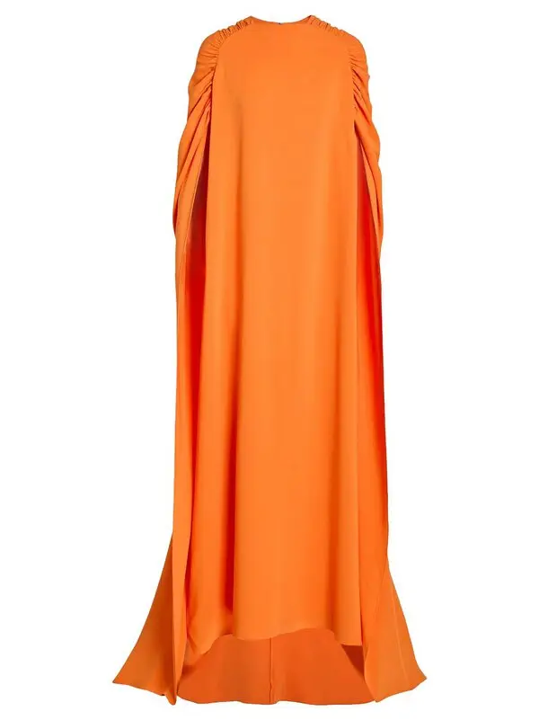 Oscar De La Renta Cape-effect Silk-blend Crepe Gown - Orange