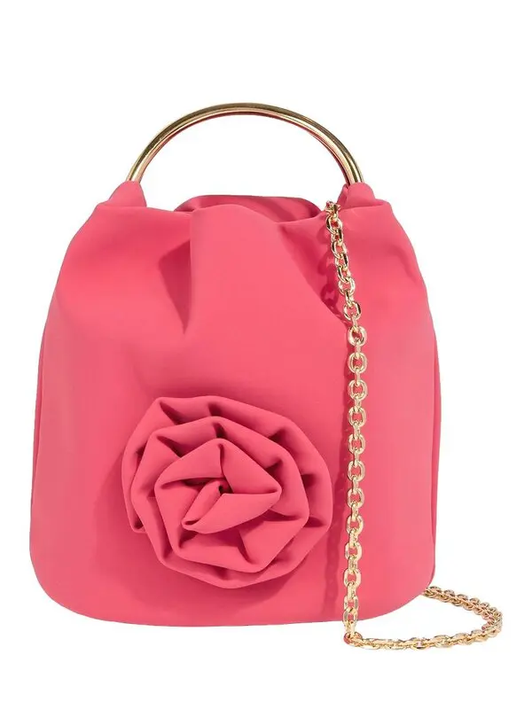 Chiara Boni La Petite Robe Grace Floral-appliquéd Jersey Clutch - Coral