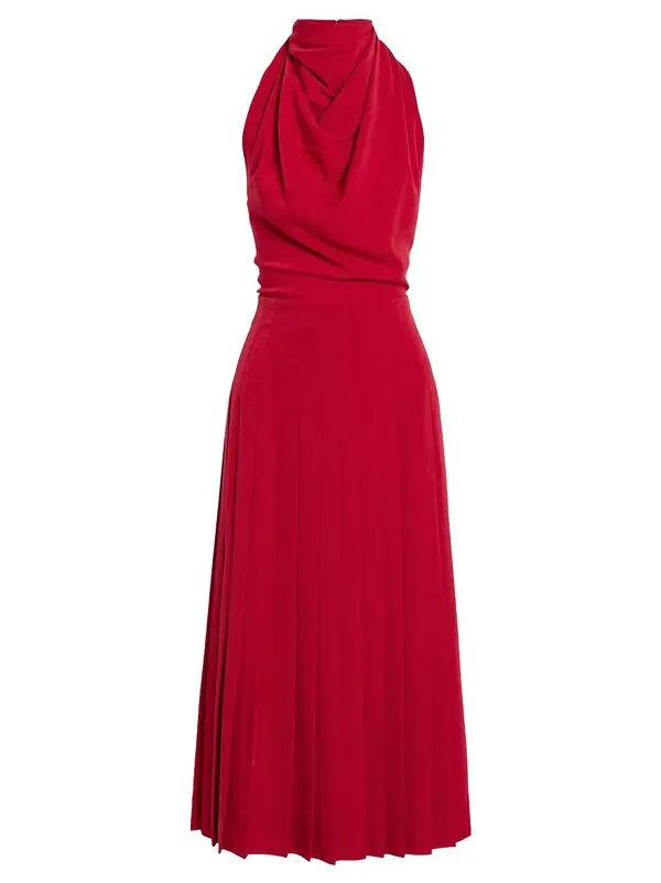 Altuzarra Draped Pleated Crepe Midi Dress - Red