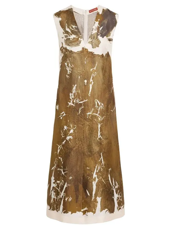 Altuzarra Printed Silk-twill Midi Dress - Army Green
