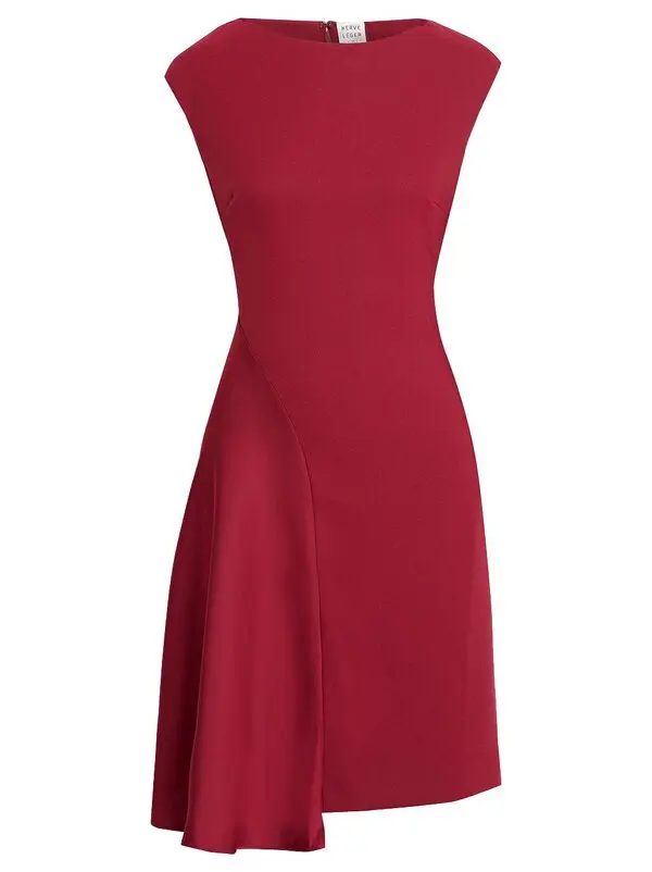 Herve Leger Bethany Draped Satin And Crepe Dress - Claret