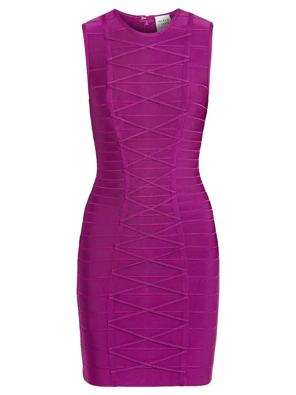 Herve Leger Julie Lace-up Bandage Mini Dress - Magenta