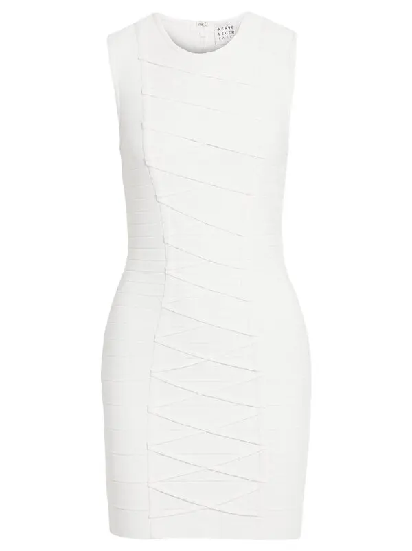 Herve Leger Julie Lace-up Bandage Mini Dress - White