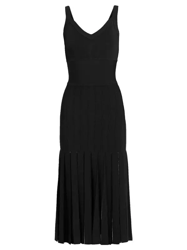 Herve Leger Pleated Bandage Midi Dress - Black