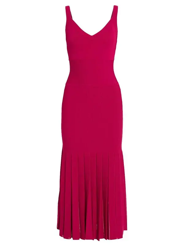 Herve Leger Pleated Bandage Midi Dress - Fuchsia