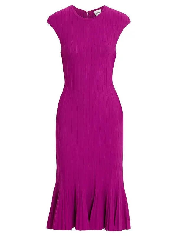 Herve Leger Bridget Pleated Bandage Midi Dress - Magenta