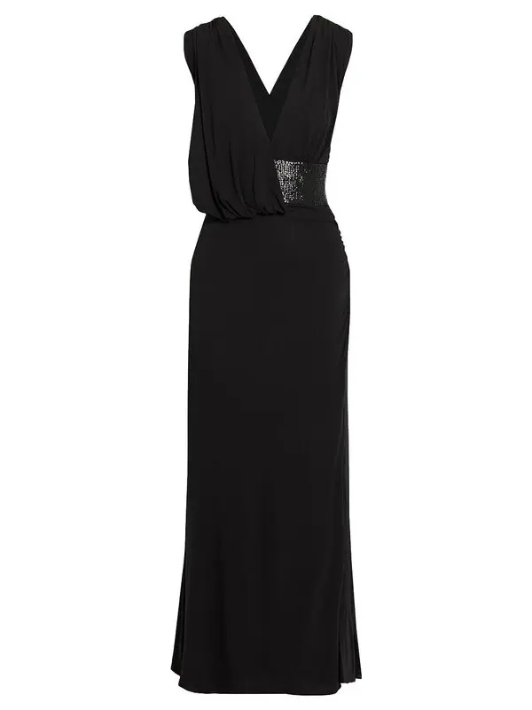 Herve Leger Lucille Sequin-embellished Draped Jersey Gown - Black