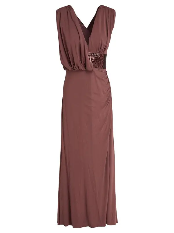 Herve Leger Sequin-embellished Draped Jersey Gown - Brown
