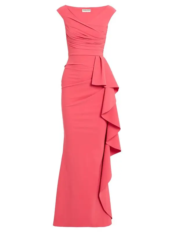 Chiara Boni La Petite Robe Sozen Ruffled Stretch-jersey Gown - Coral
