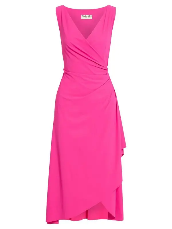 Chiara Boni La Petite Robe Razan Wrap-effect Stretch-jersey Midi Dress - Bright Pink