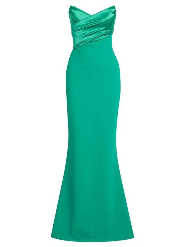 Chiara Boni La Petite Robe Bairei Strapless Satin-paneled Stretch-jersey Gown - Jade
