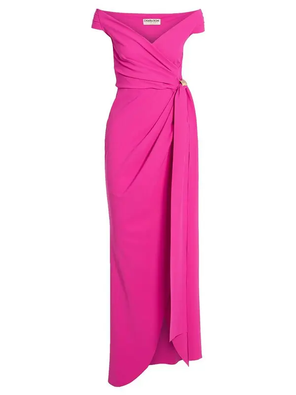 Chiara Boni La Petite Robe Sojuro Off-the-shoulder Wrap-effect Gown - Bright Pink