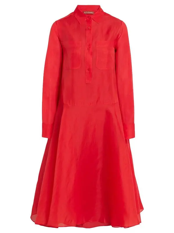 Altuzarra Silk-organza Midi Shirt Dress - Red