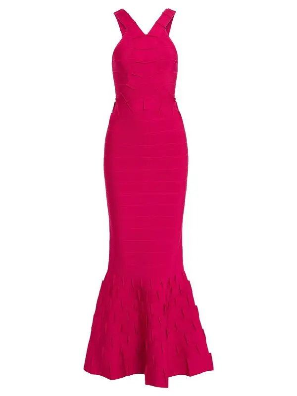 Herve Leger Phoebe Bandage Gown - Fuchsia