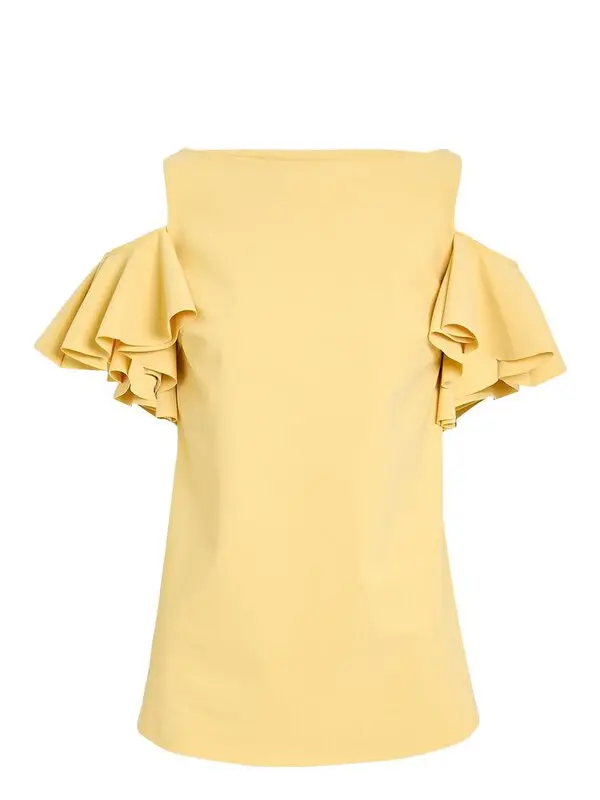 Chiara Boni La Petite Robe Tatina Cold-shoulder Ruffled Stretch-jersey Top - Yellow