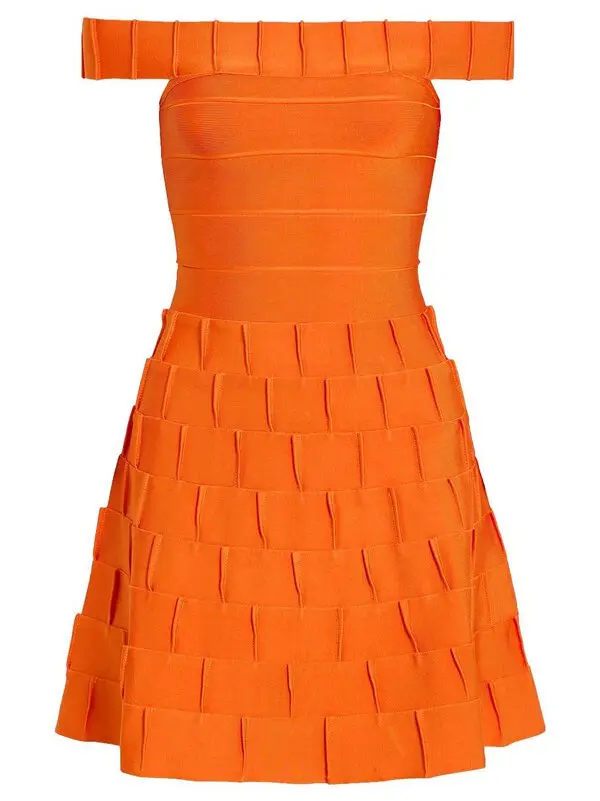 Herve Leger Catalina Off-the-shoulder Bandage Mini Dress - Orange