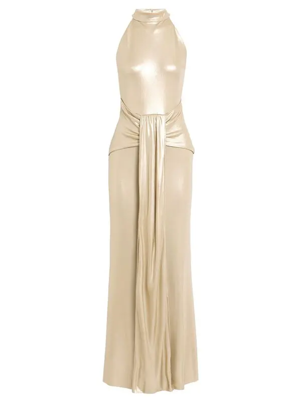 Chiara Boni La Petite Robe Loowin Draped Lamé Gown - Platinum