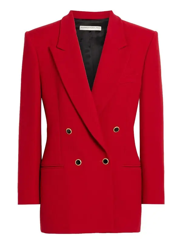 Alessandra Rich Double-breasted Wool Blazer - Red