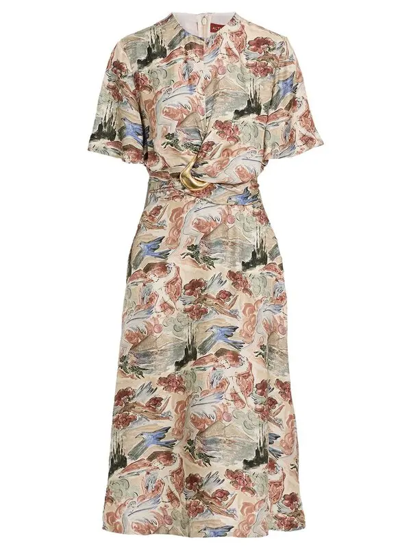 Altuzarra Printed Silk-twill Midi Dress - Beige