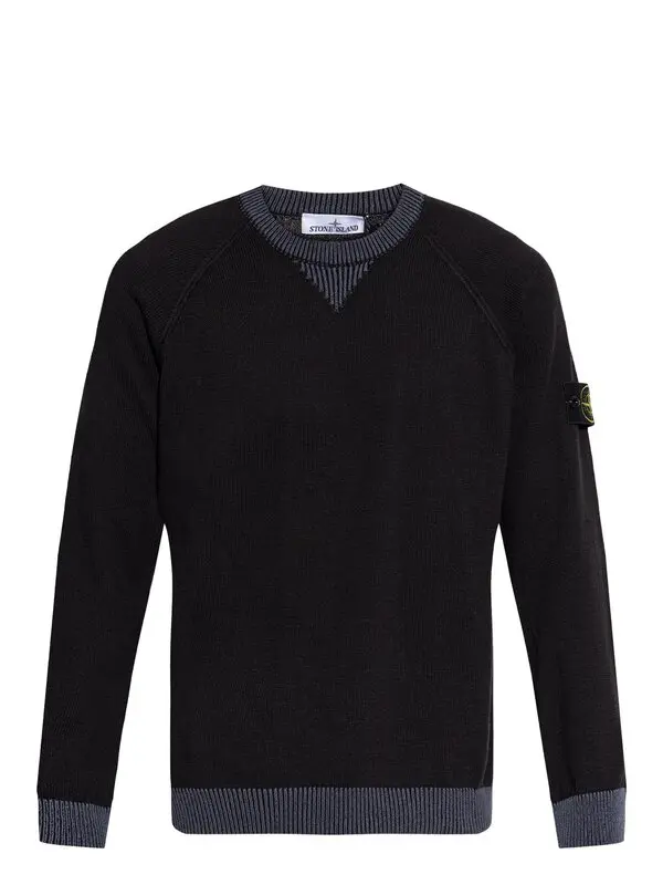 Stone Island Crew Neck Cotton Sweater - Navy Blue