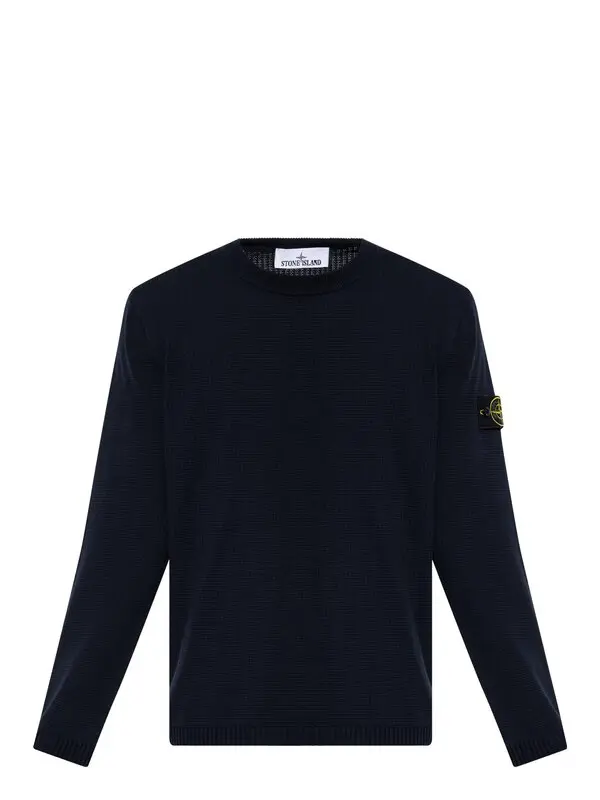 Stone Island Crew Neck Cotton Sweater - Navy Blue